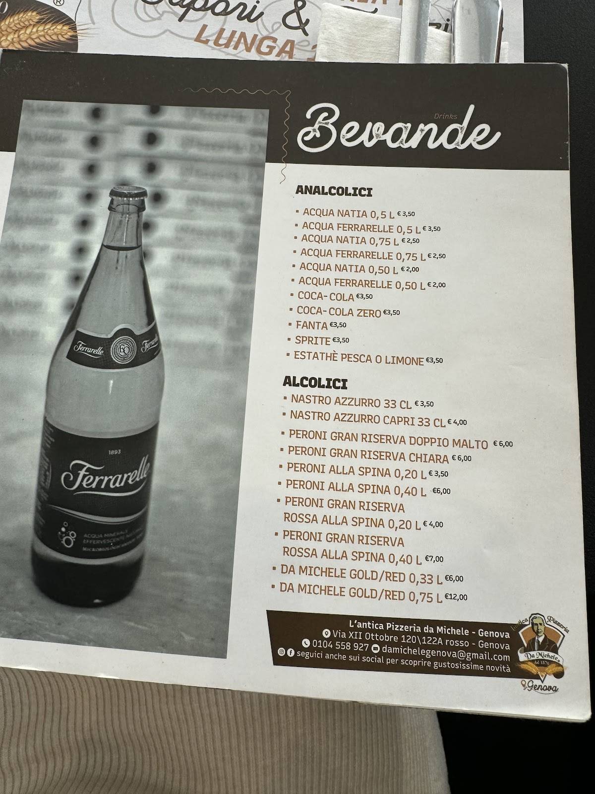 Menu da L'antica Pizzeria Da Michele, Genova