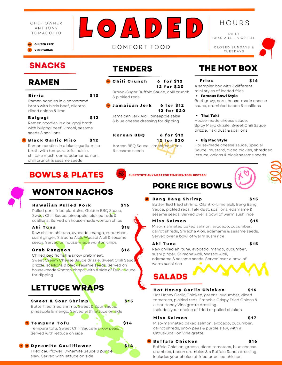 Menu at LOADED Haverhill restaurant, Haverhill