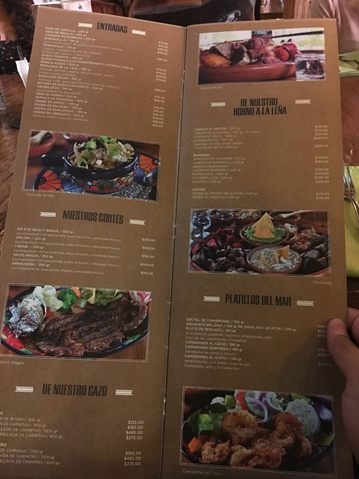 Menu at LOS 3 POTRILLOS restaurant, Guadalajara