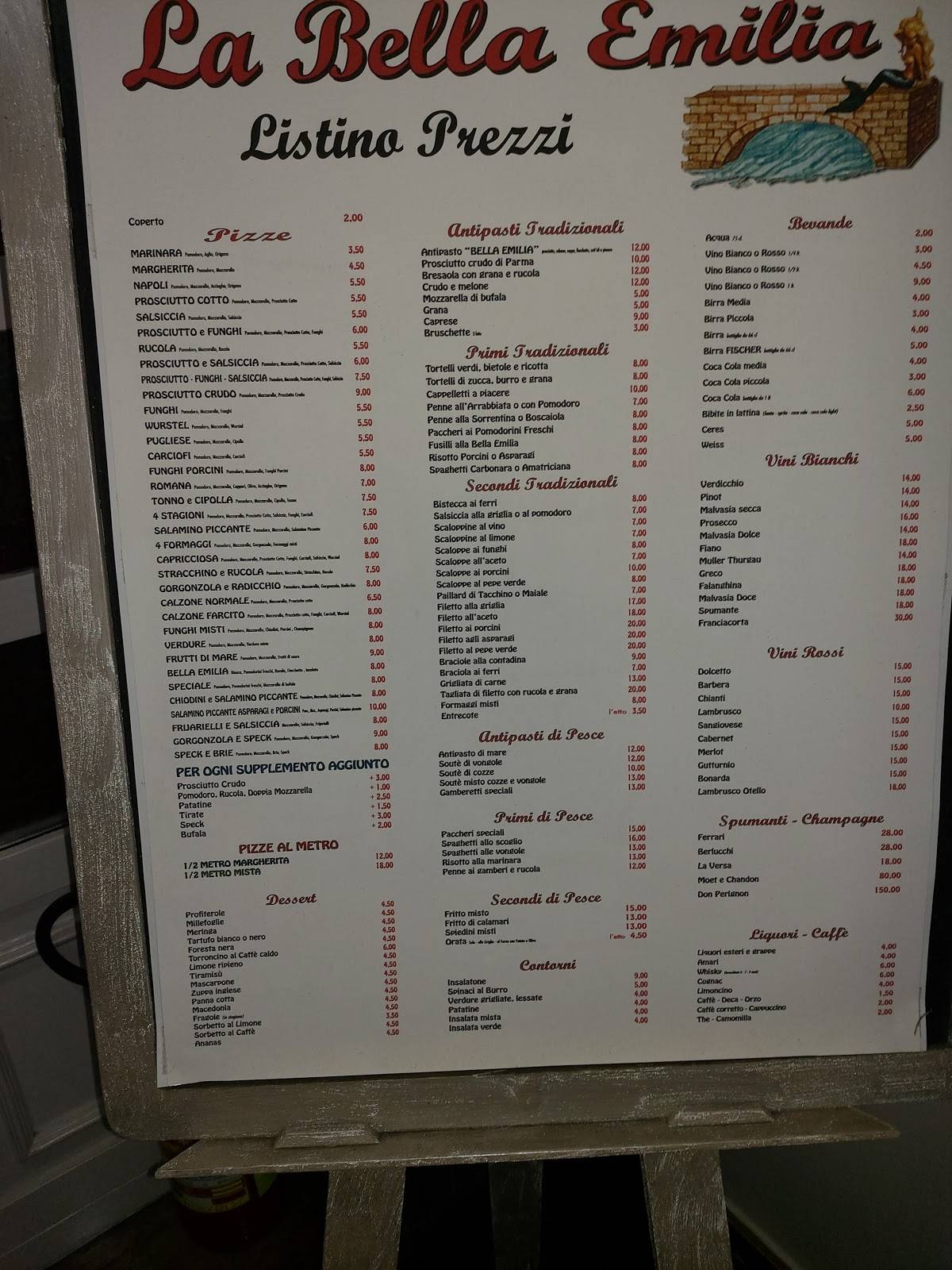 Menu da La Bella Emilia ristorante, Taneto