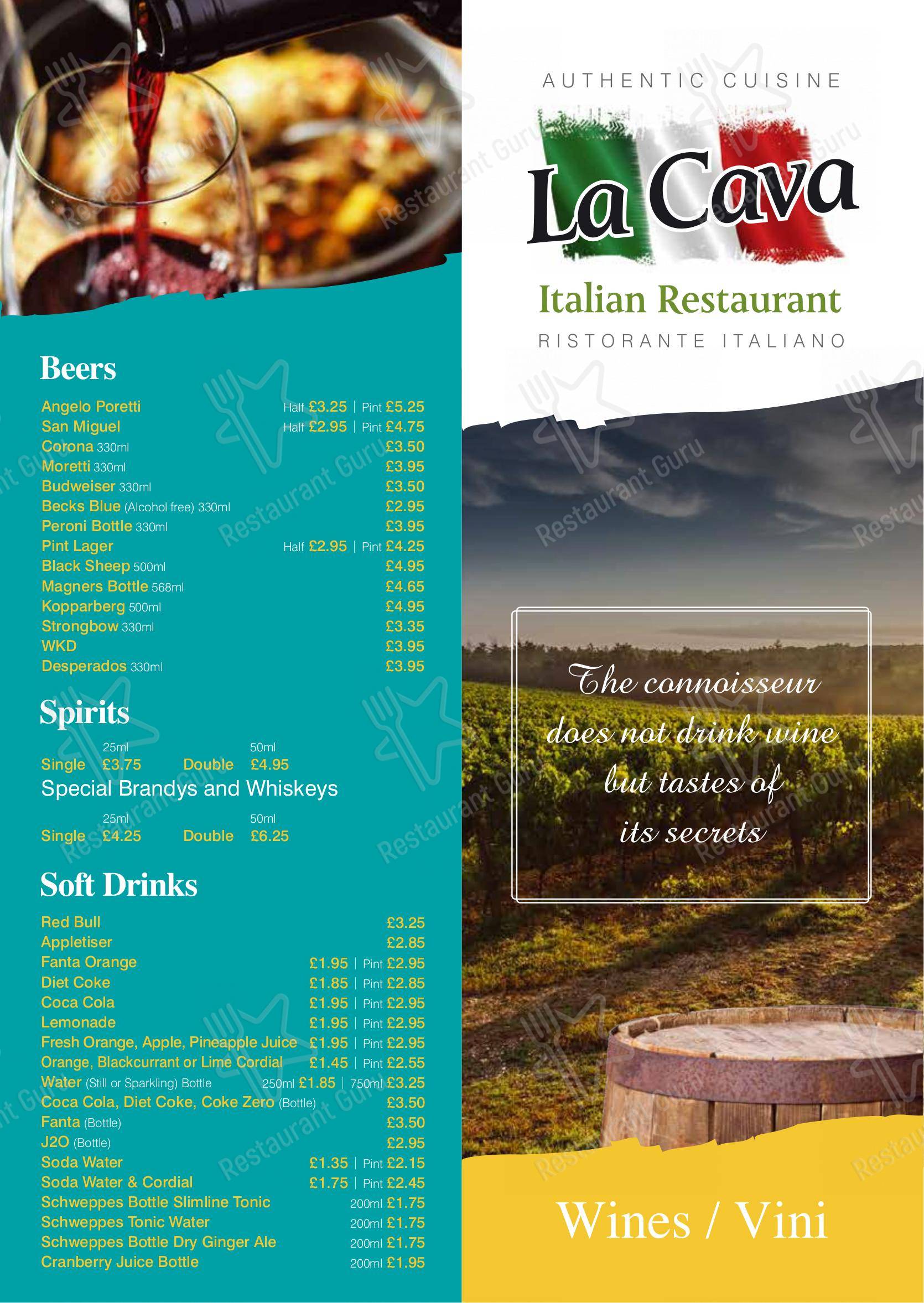 Menu at La Cava Restaurant, Wigan, 174 Wigan Rd