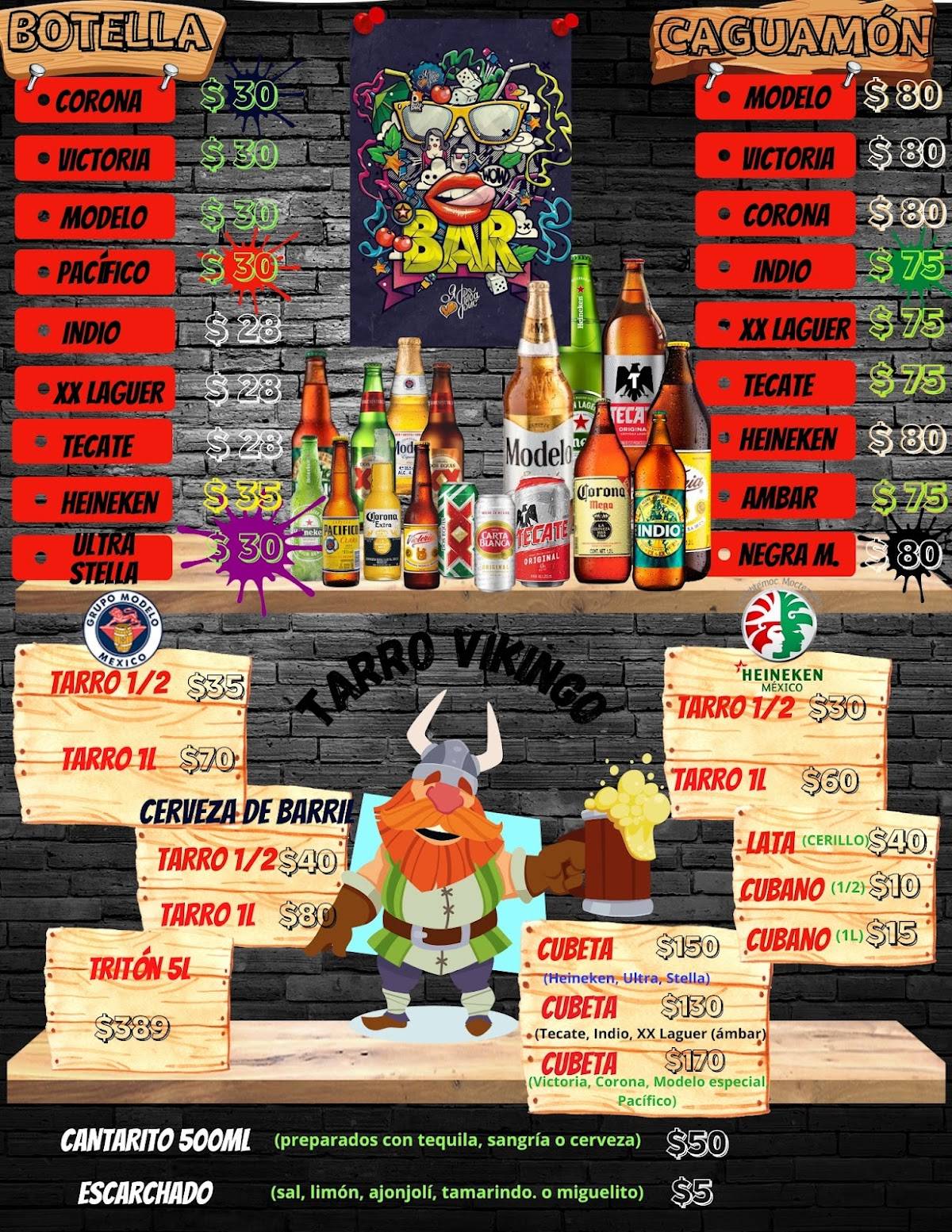 Menu at La Cerda del Pueblo pub & bar, Mexico