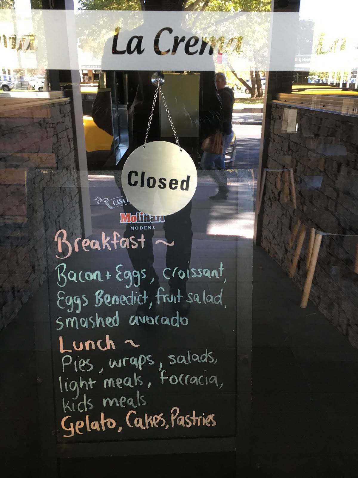 Menu at La Crema Cafe, Picton