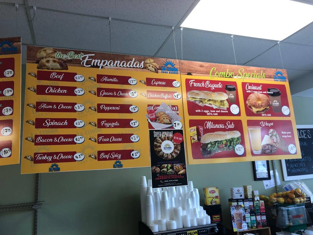 Menu at La Criolla Food Market, North Miami Beach