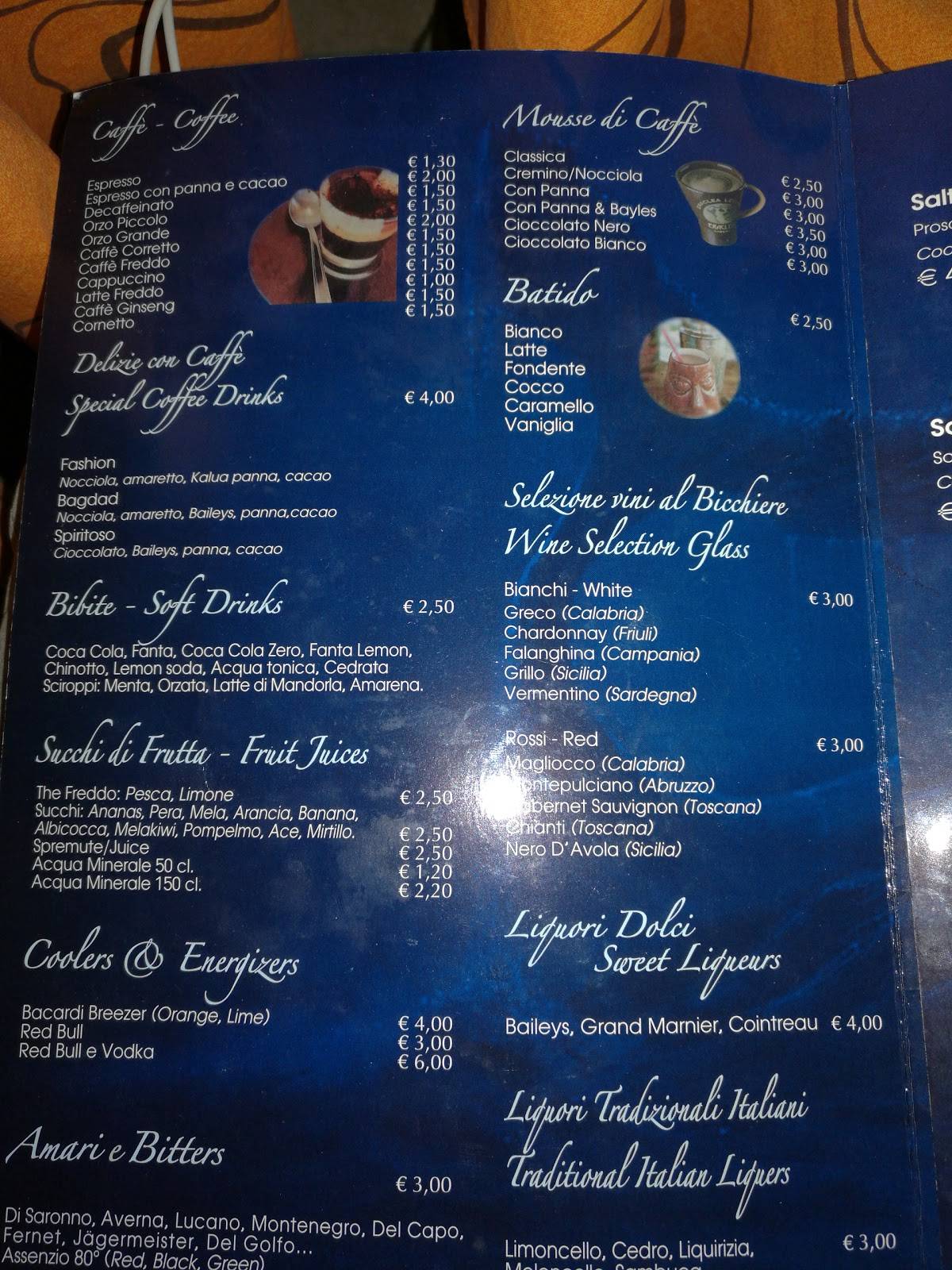 Menu at La Dolce Isola pub & bar, Scalea