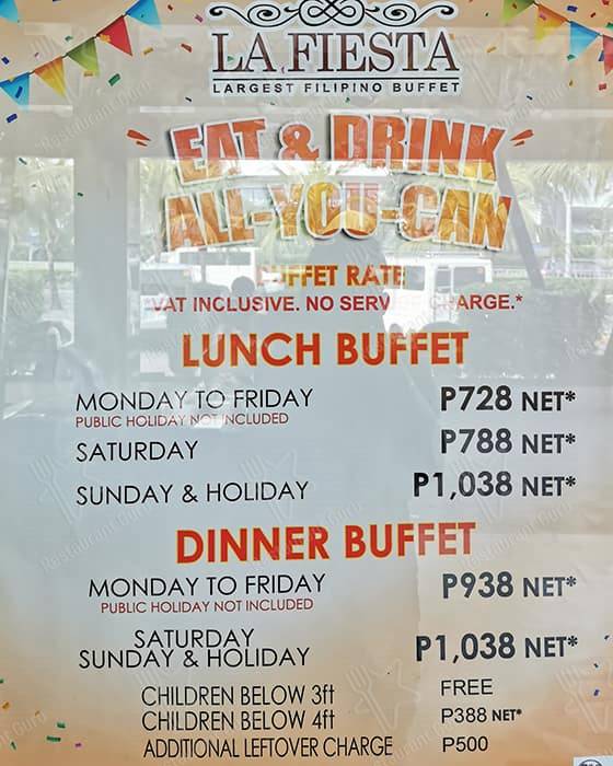 Carta del restaurante La Fiesta Largest Filipino Buffet, Pasay