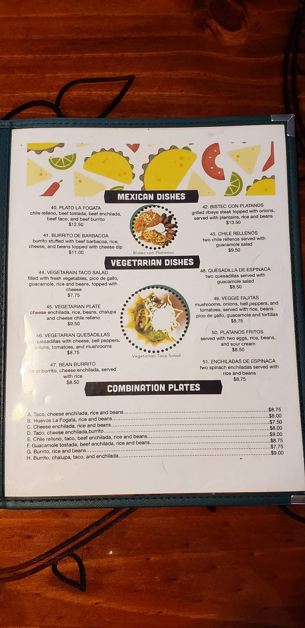 Menu at La Fogata restaurant, Lynchburg