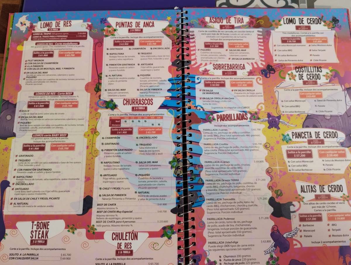 Menu at La Granja Tenjo restaurant, Tenjo