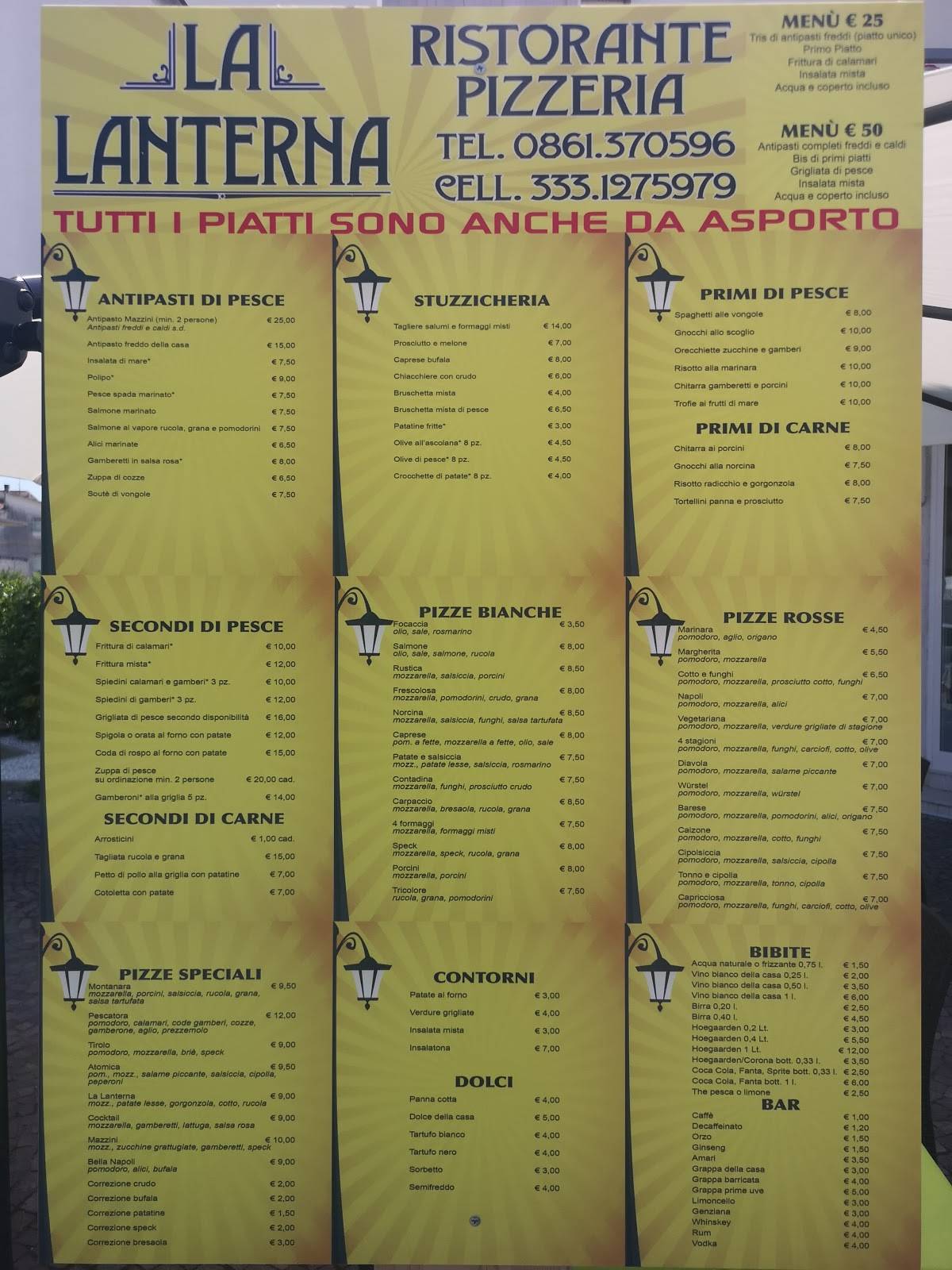 Menu da La Lanterna ristorante, Alba Adriatica, Via Giuseppe Mazzini