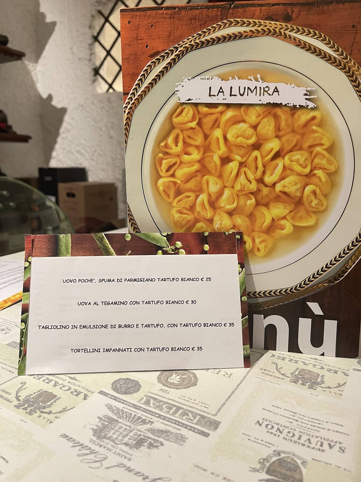 Menu da La Lumira ristorante, Castelfranco Emilia