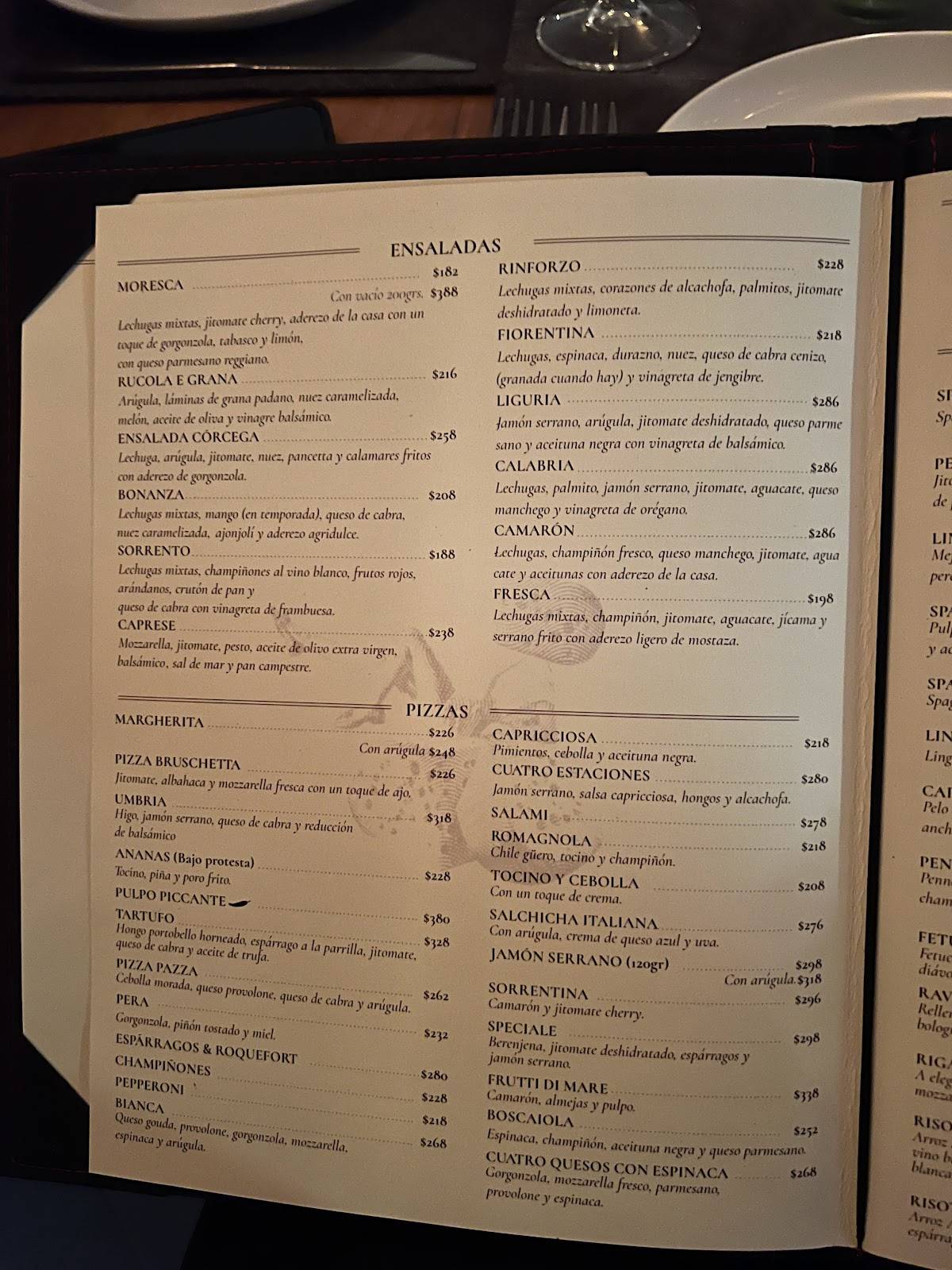 Carta del restaurante La Moresca Chapalita, Guadalajara, Av del Las ...