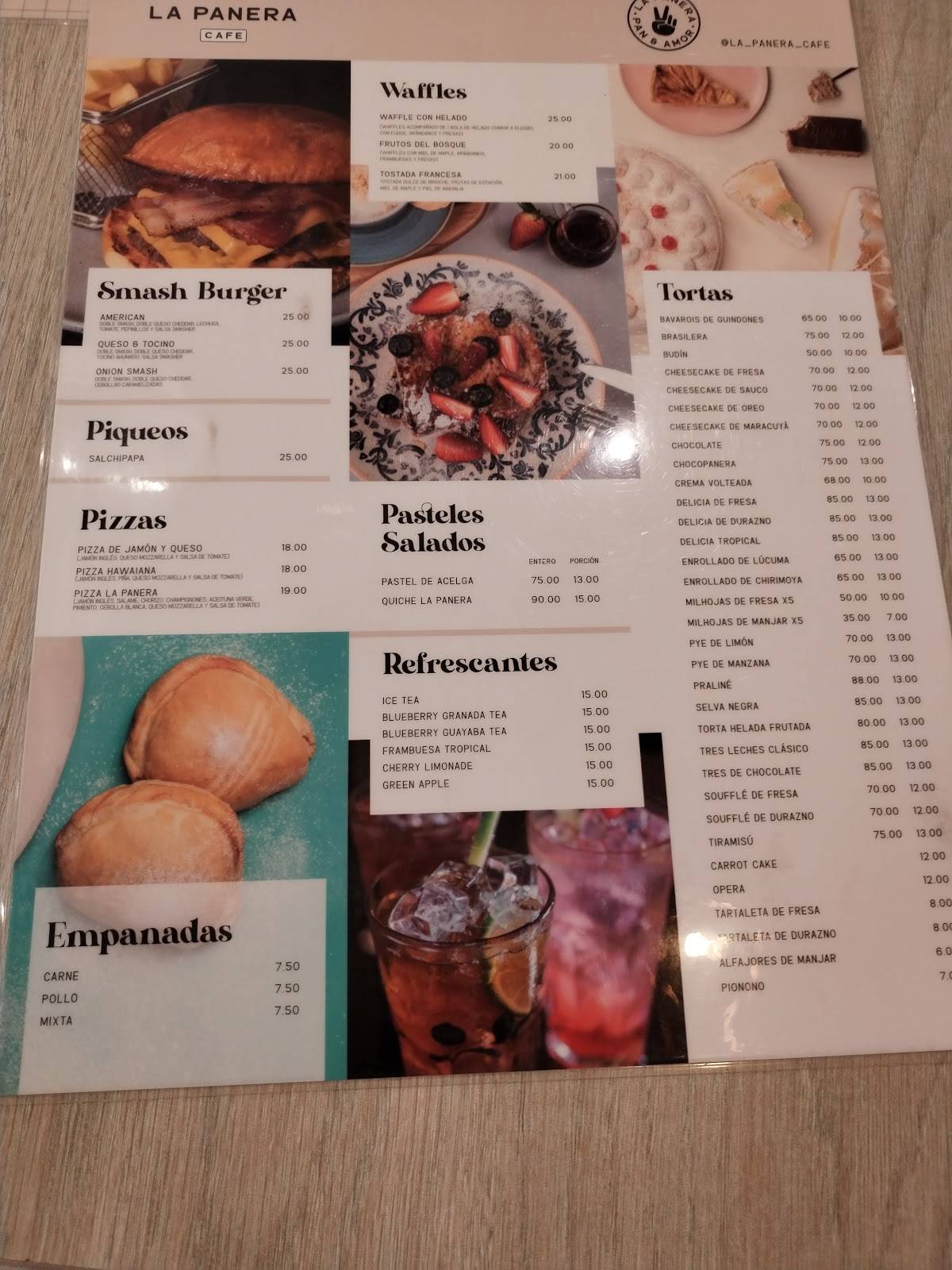 Carta del café La Panera Cuba, Jesus Maria, Av. Cuba 844