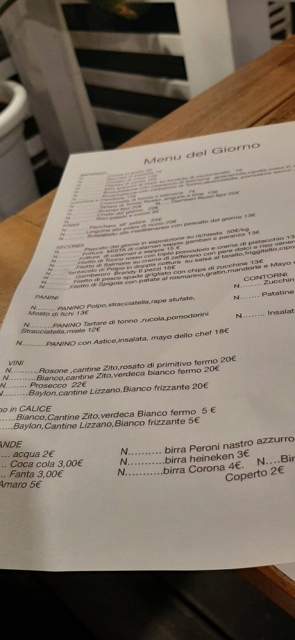 Menu da La Paranza MAREGOURMET ristorante, Monti D'arena-bosco Caggione