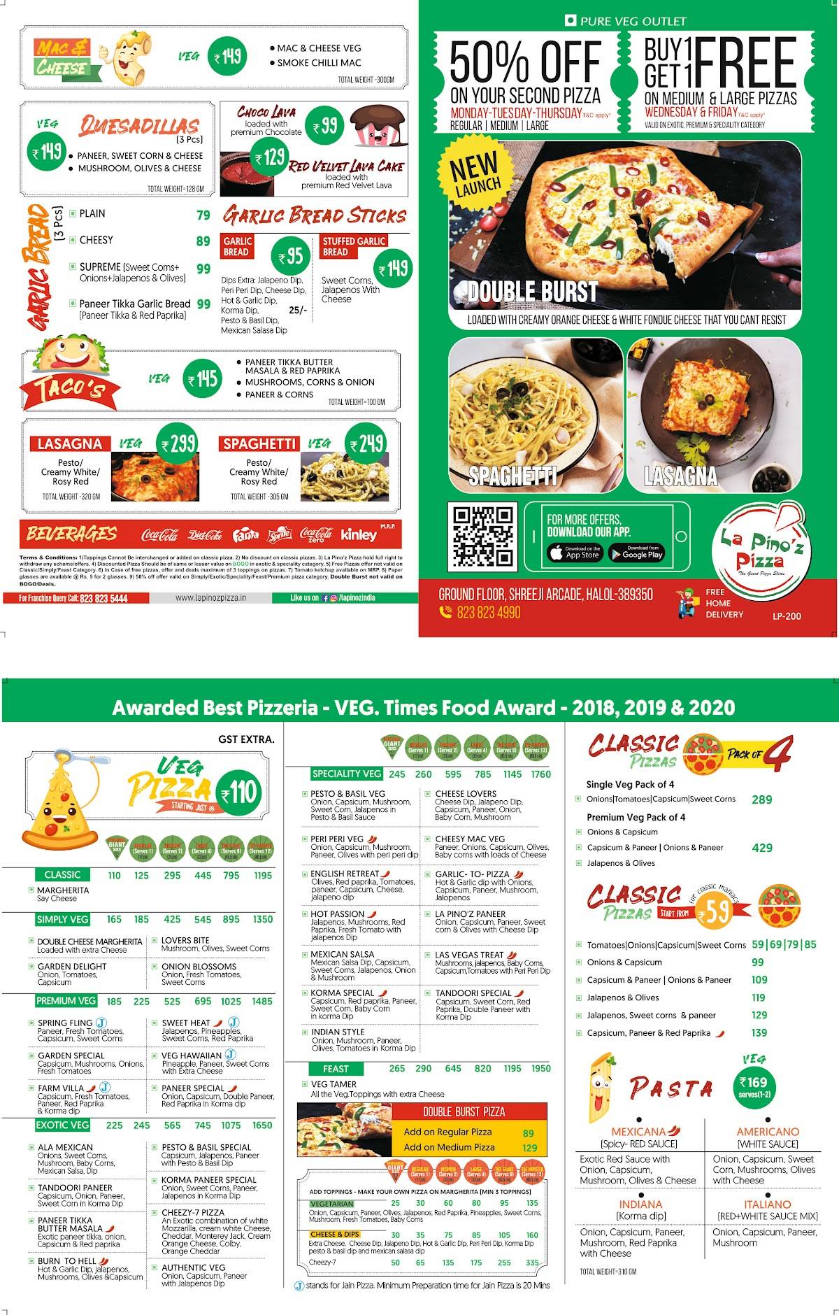 Menu at La Pino'z Pizza Halol, Halol