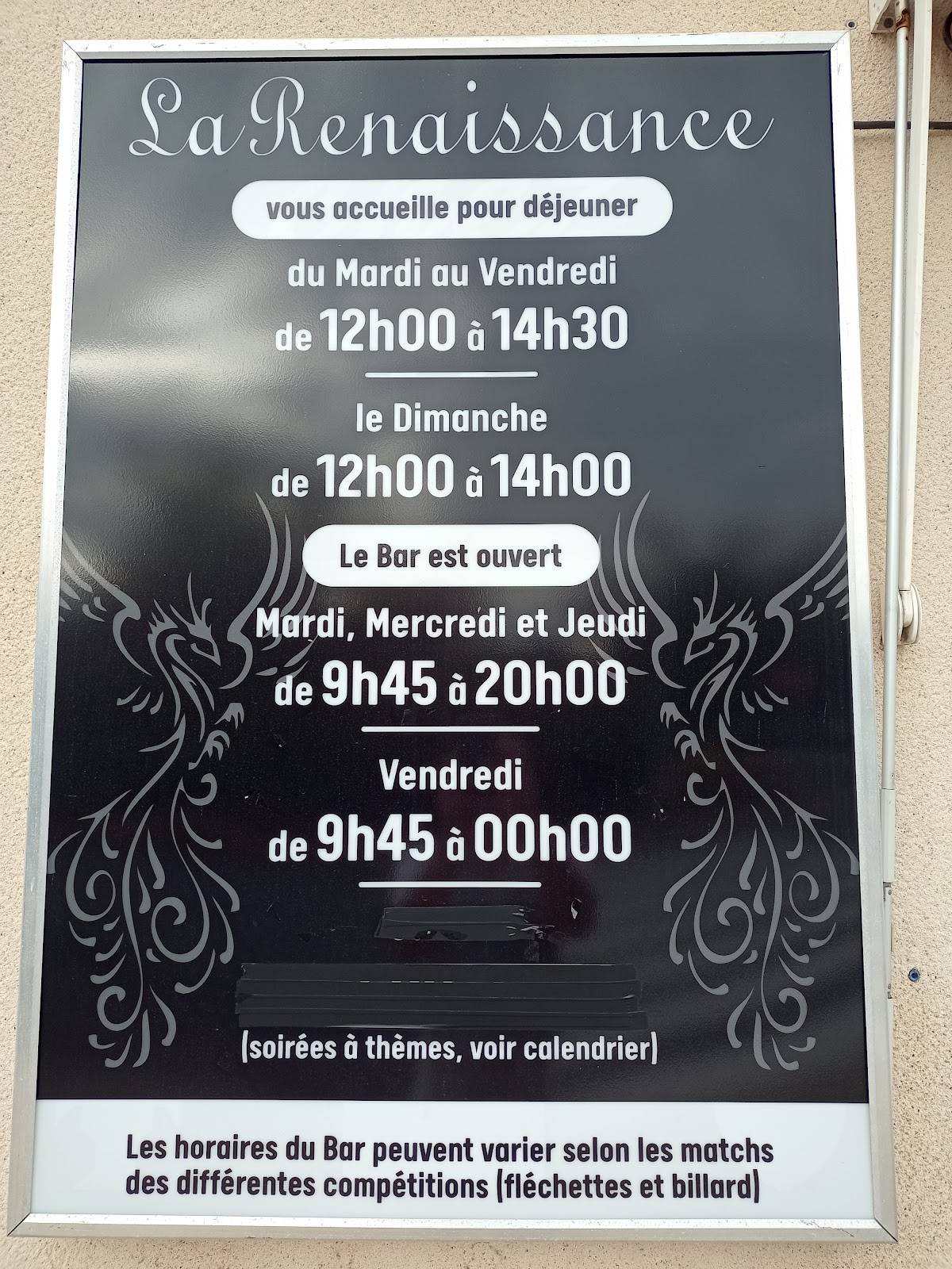 Menu au La Renaissance restaurant, Cenon-sur-Vienne