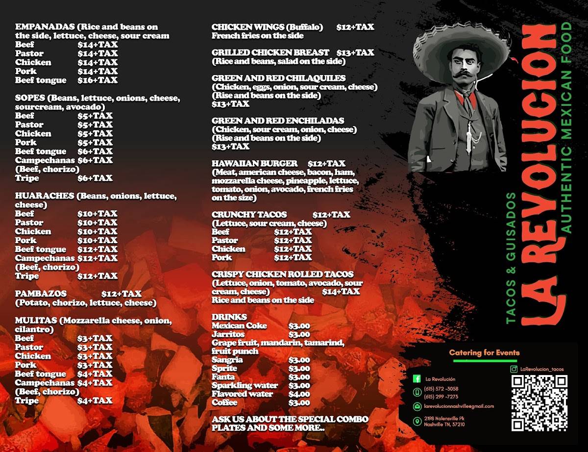Menu at La Revolución Tacos y Guisados restaurant, Nashville ...
