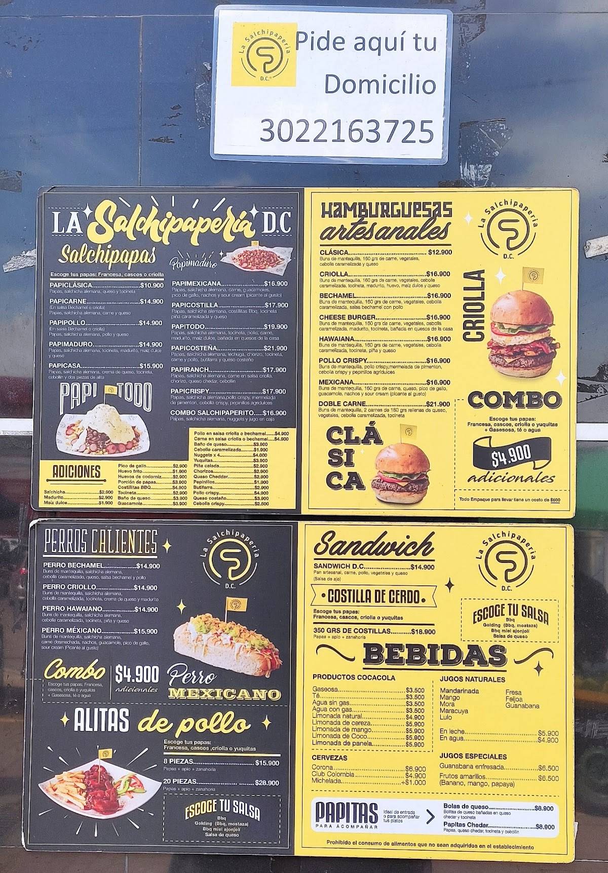 Carta del restaurante La Salchipaperia D.C. Suba, Bogotá, Cl. 19 #7036