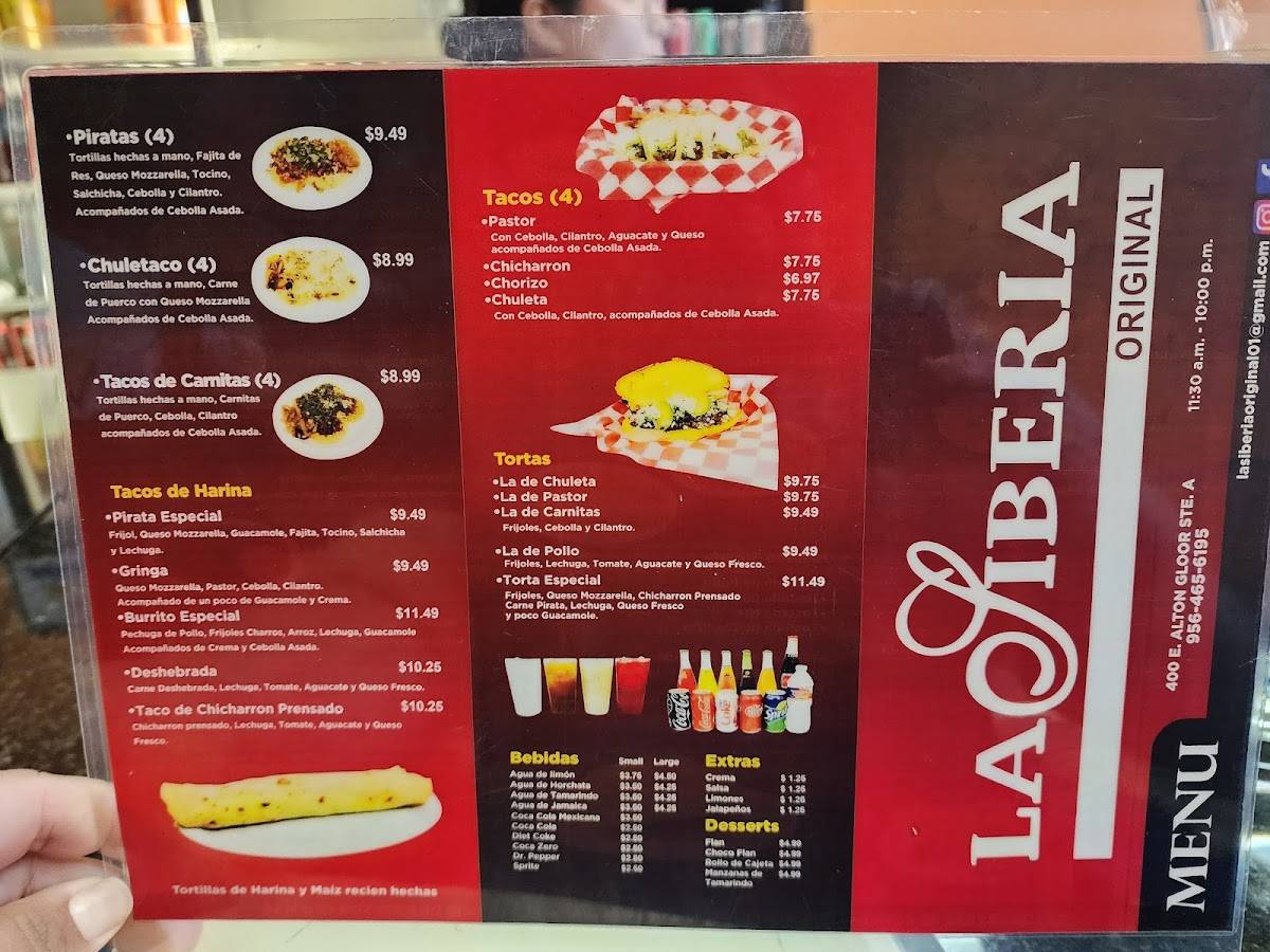 Menu at La Siberia Original restaurant, Brownsville, 400 E Alton Gloor ...