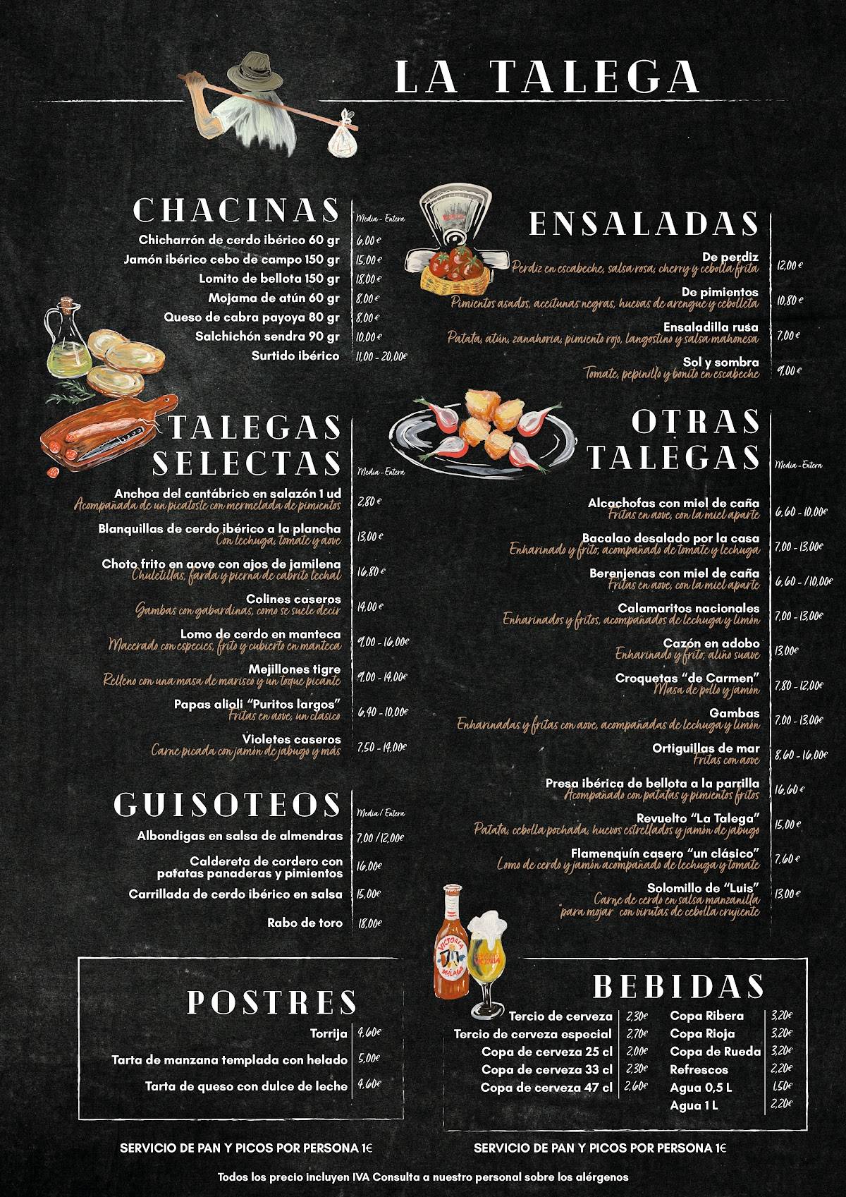 Carta del restaurante La Talega, Jaén