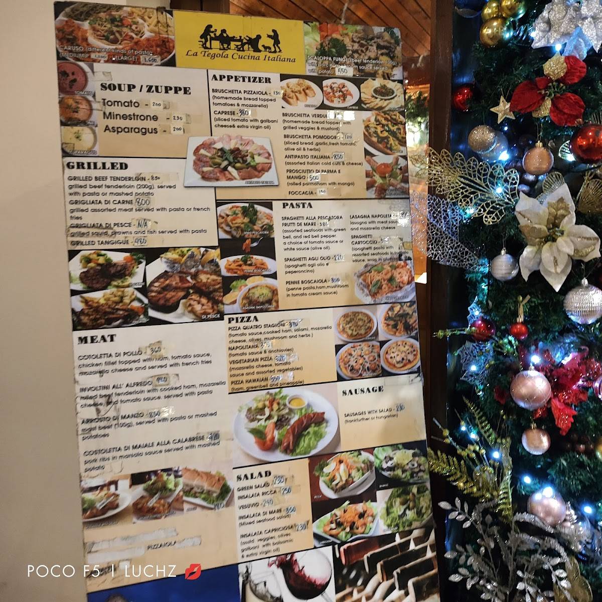 Menu at La Tegola restaurant, Cebu City, ayala center cebu