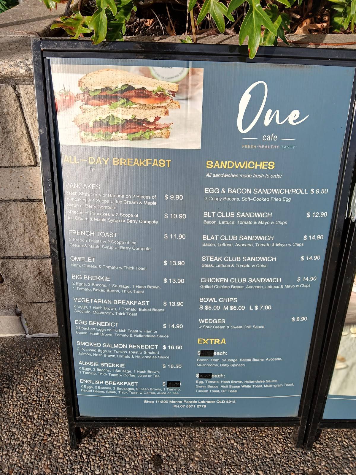 Menu at One Cafe, Labrador