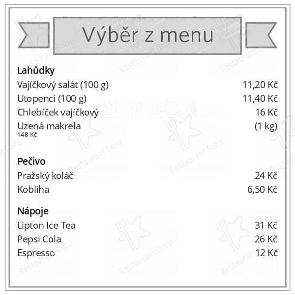 Menu at Lahůdky u Křížů, Prague