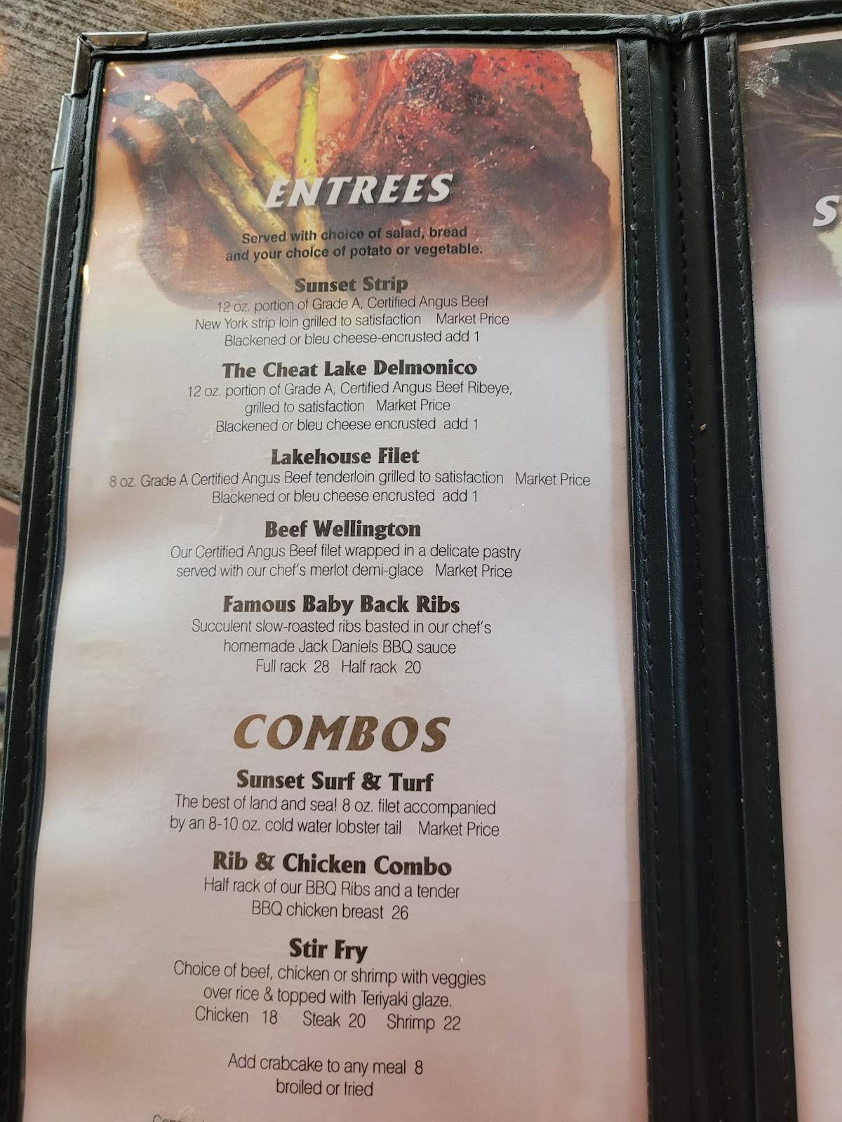 Menu at Lake House Restaurant, Morgantown