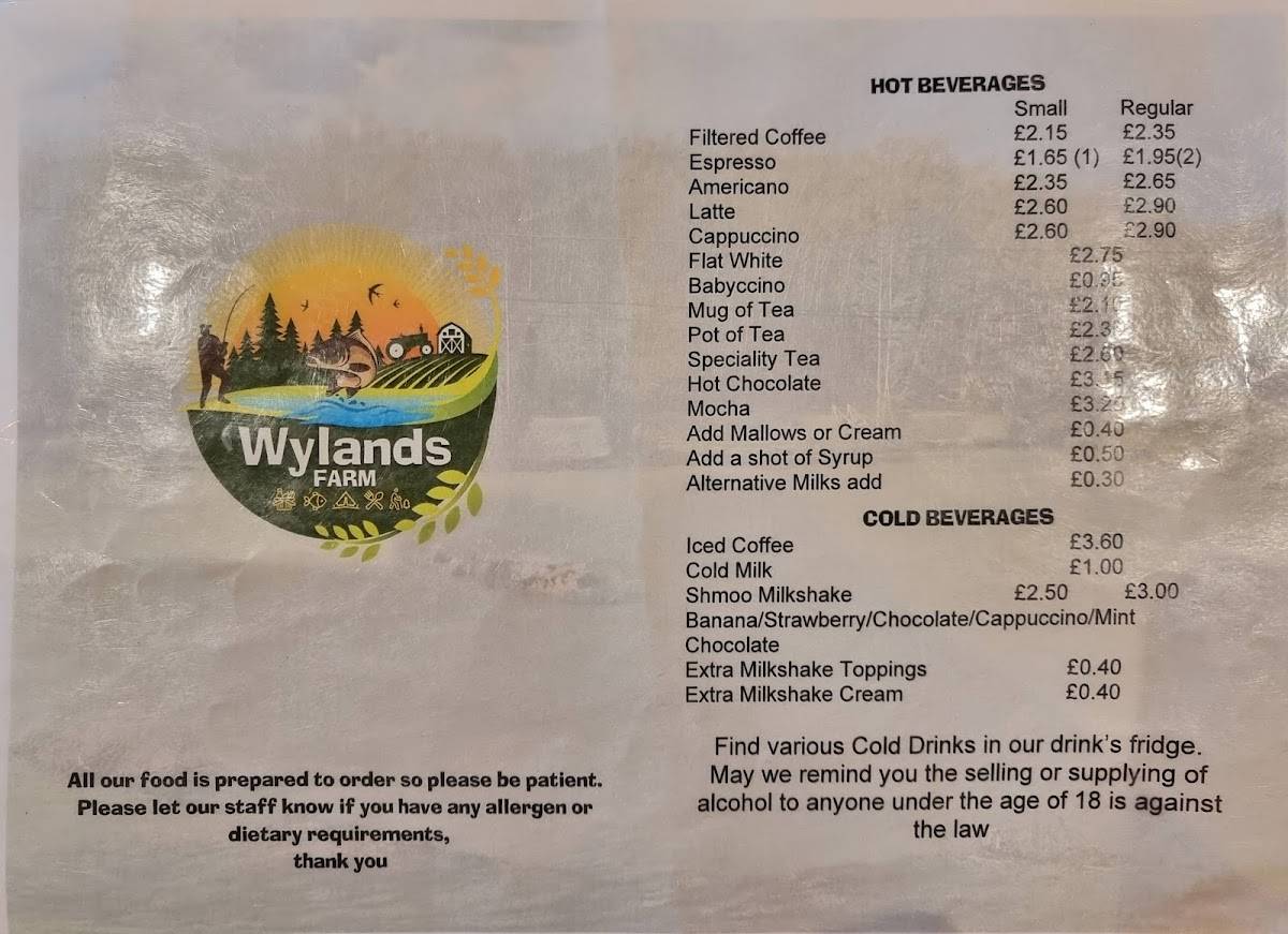Menu at Lakeside Cafe, Battle