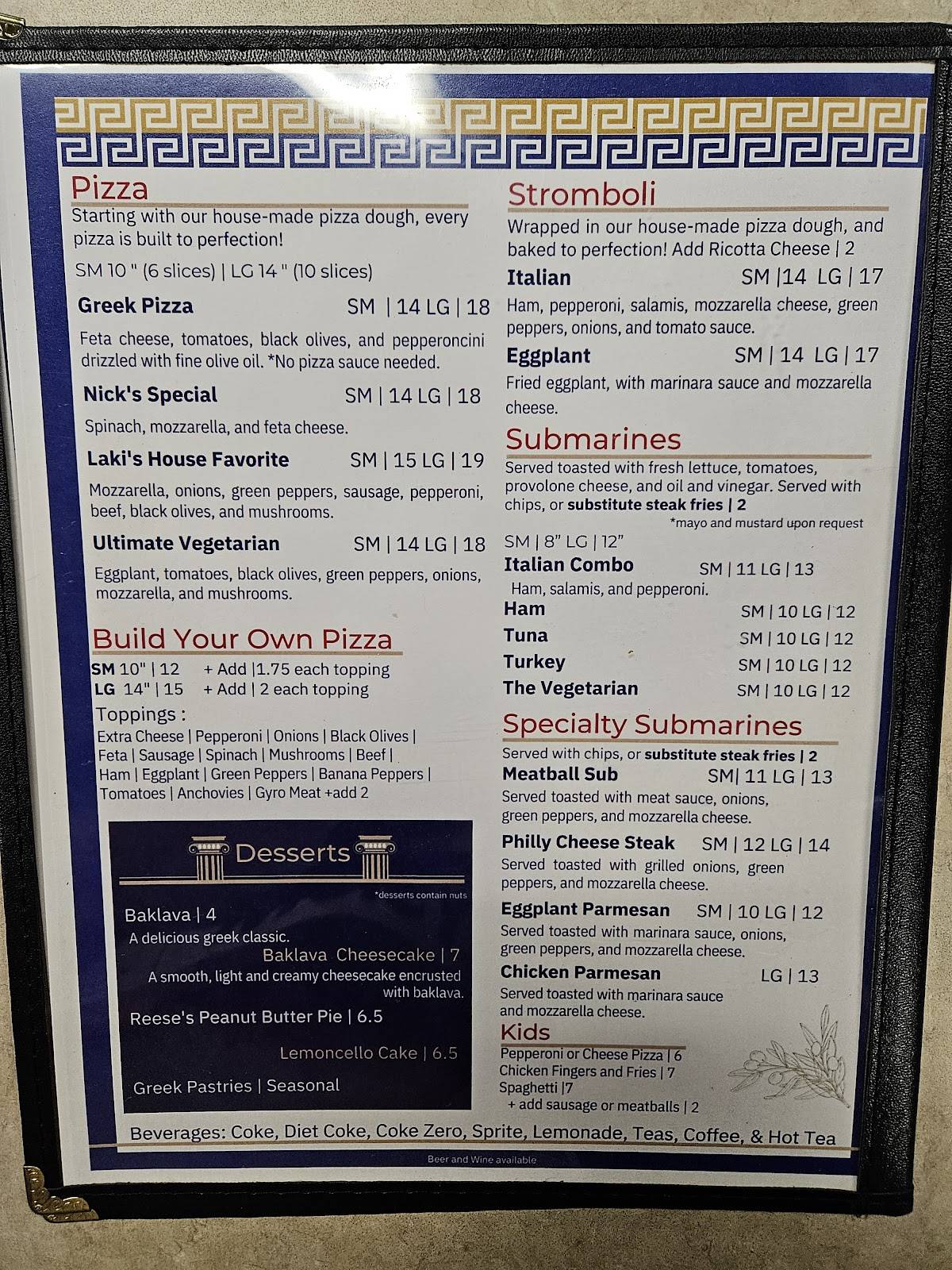 Menu at Lakis Restaurant, Ocala