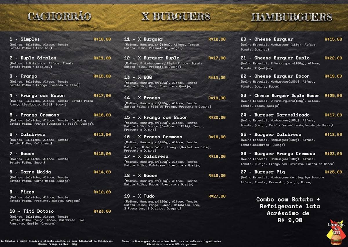 Menu em Lanche do Titi pub & Bar, Maringá