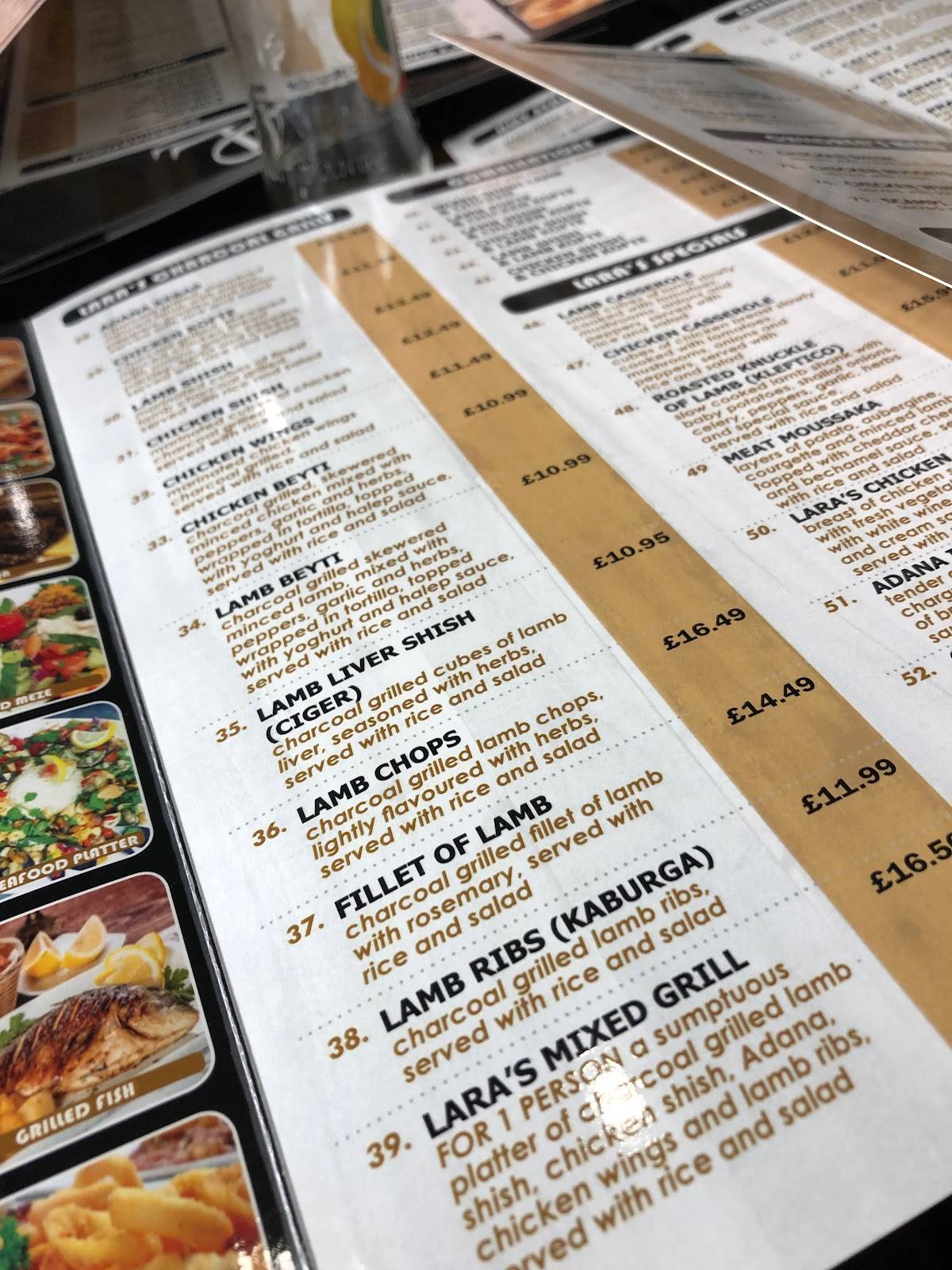 Menu at Lara Restaurant, Leicester