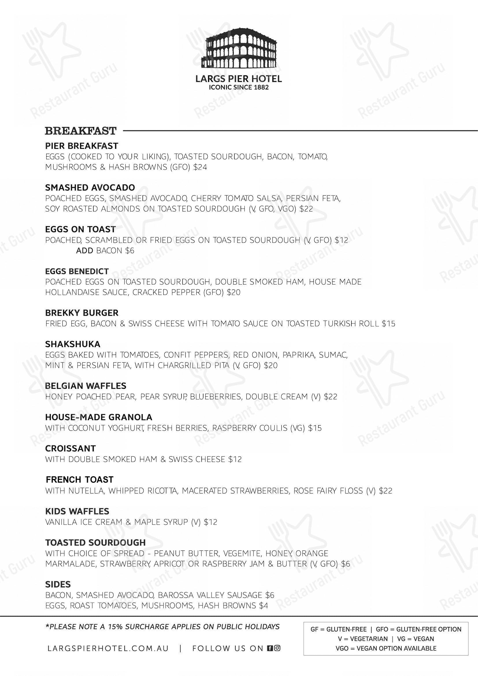 Menu at Largs Pier Hotel pub & bar, Largs Bay