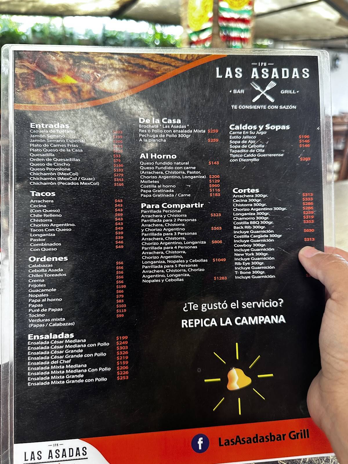 Carta de Las Asadas Bar & Grill, Xochitepec