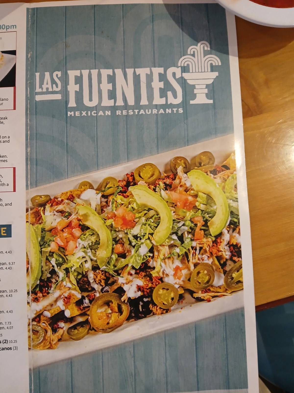 Menu at Las Fuentes Mexican Restaurant, Florissant, 680 N Hwy 67