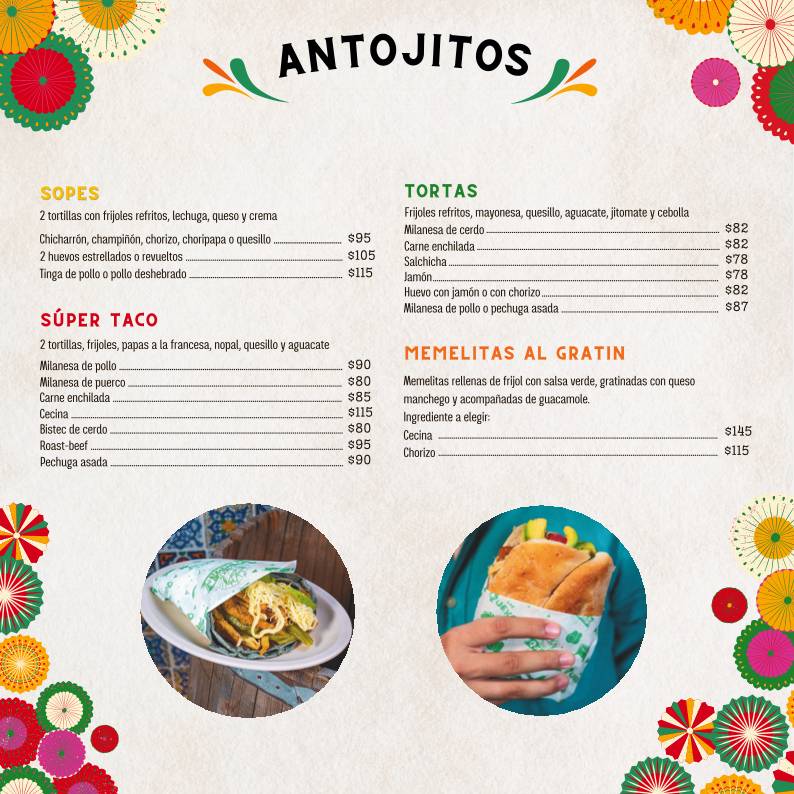 Carta del restaurante Las Quekas Cholula, Cholula, Calle 14 Ote 1439-Loc E