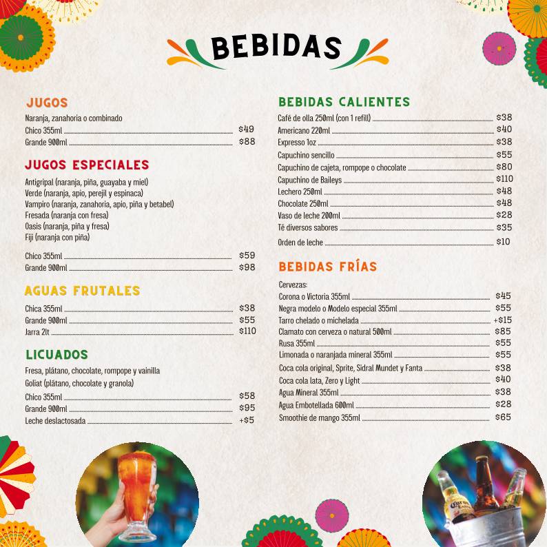 Carta del restaurante Las Quekas Cholula, Cholula, Calle 14 Ote 1439-Loc E