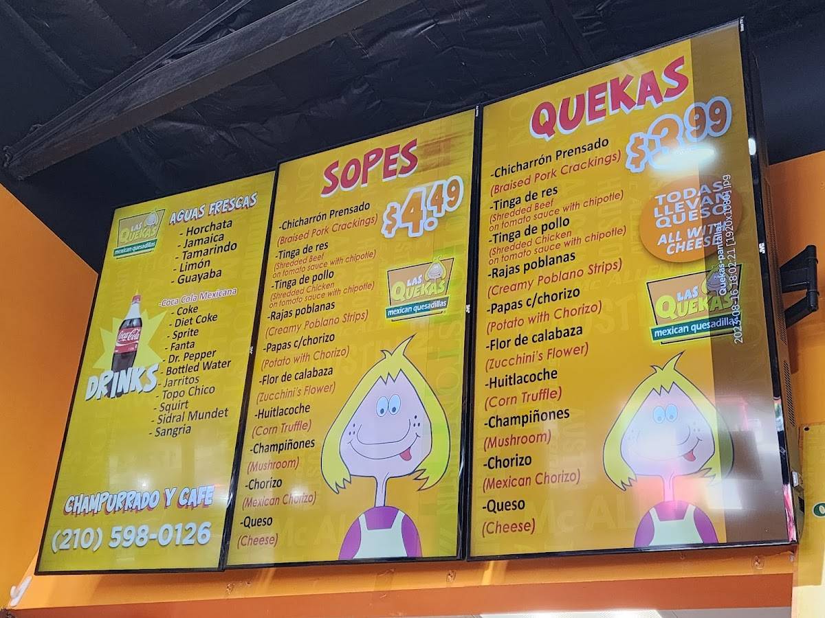 Menu at Las Quekas Military restaurant, San Antonio
