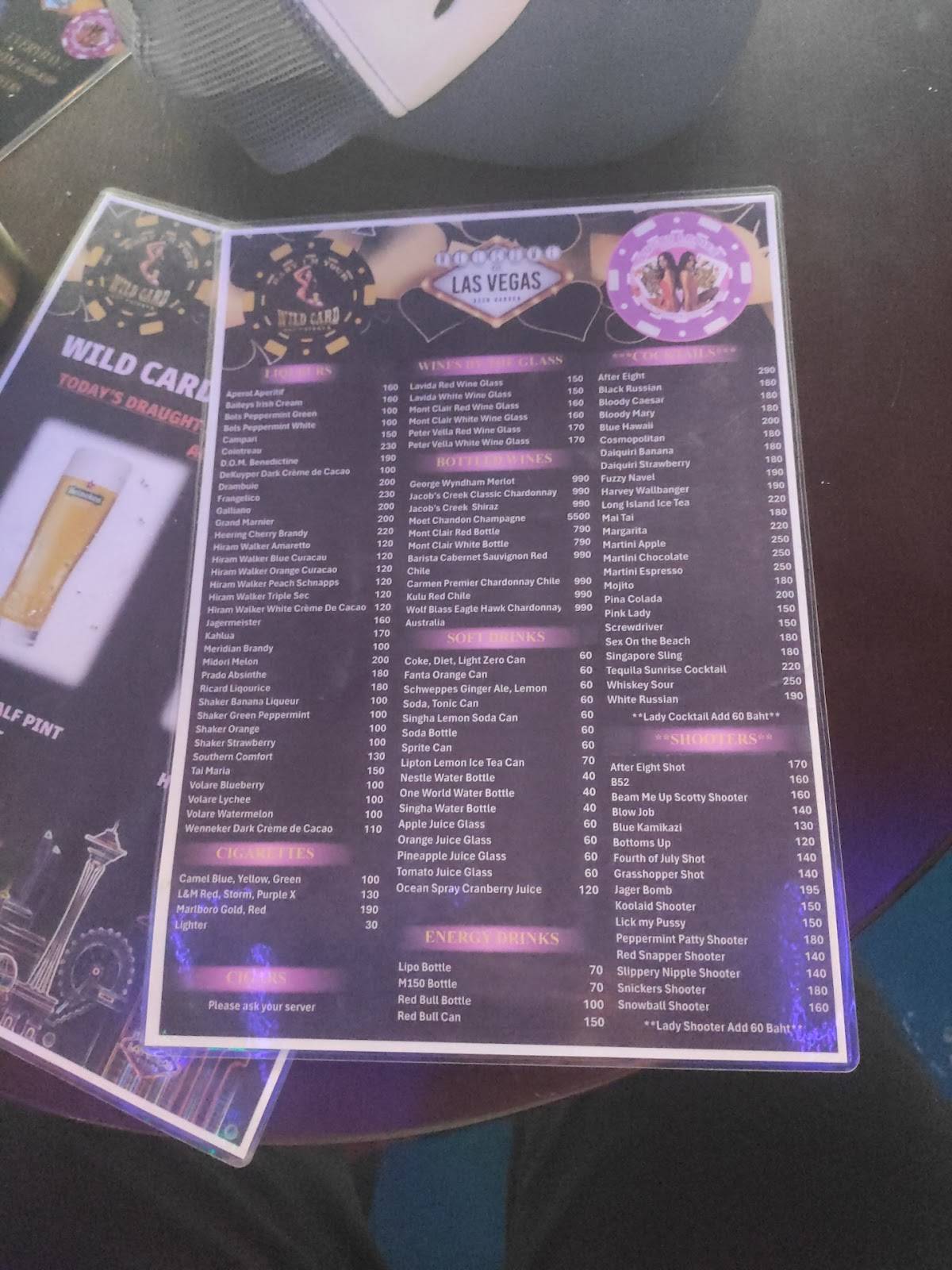 Menu at Las Vegas Beer Garden pub & bar, Pattaya City