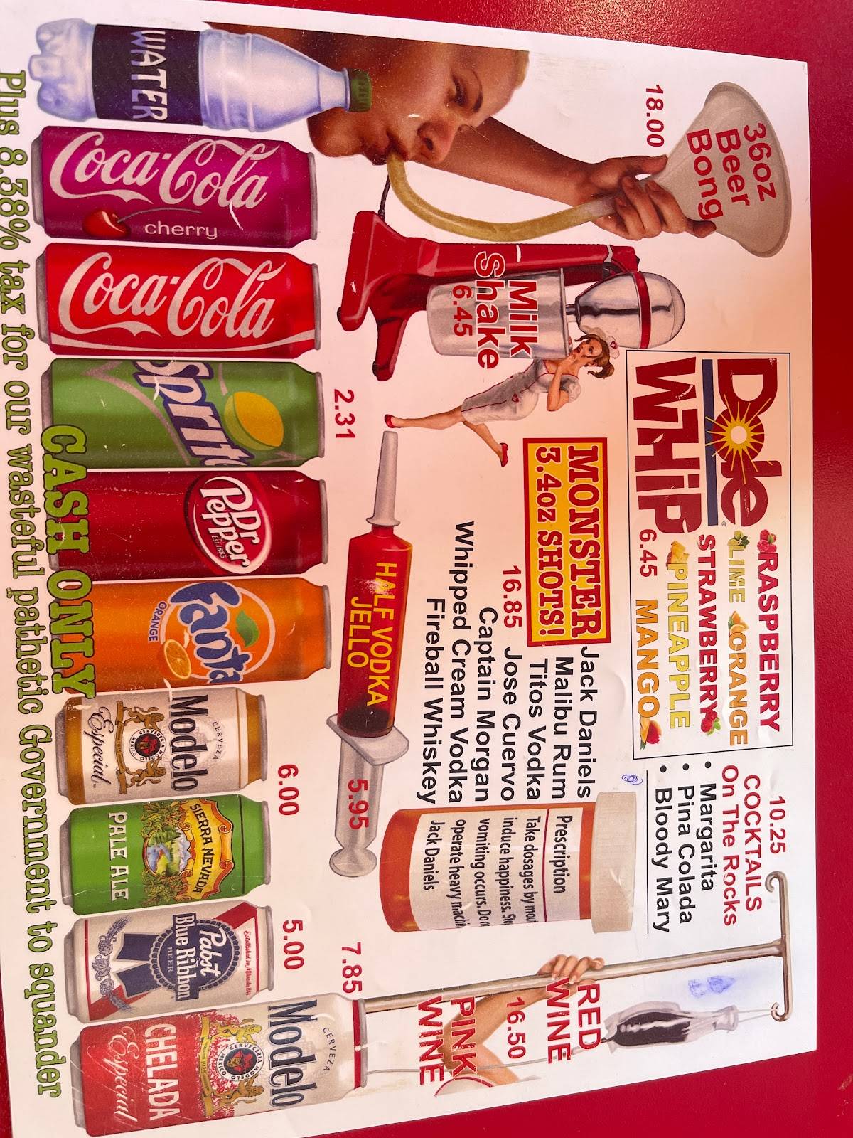 Menu at Heart Attack Grill restaurant, Las Vegas, 450 Fremont St #130