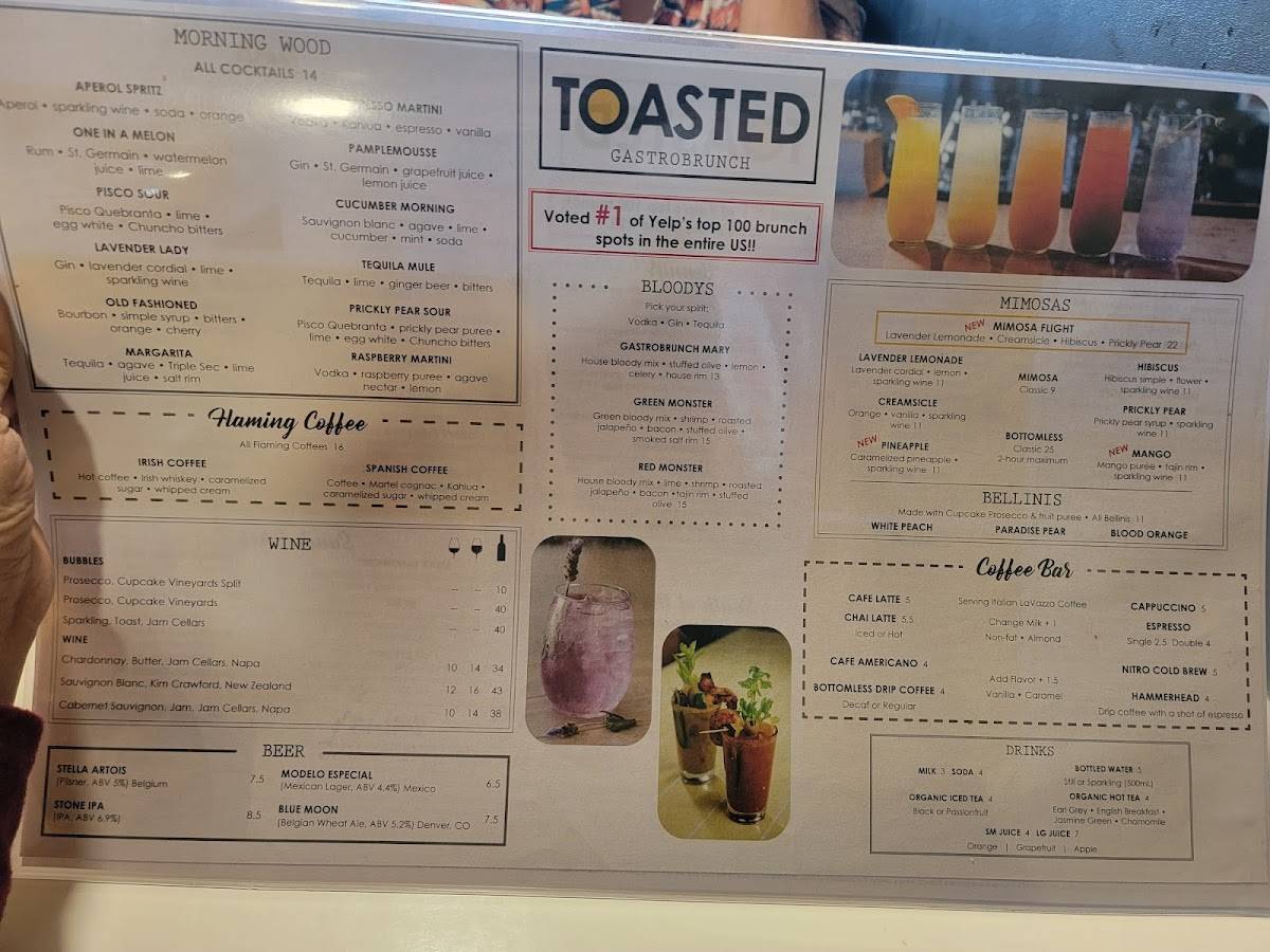 Menu at Toasted Gastrobrunch restaurant, Las Vegas, W Flamingo Rd #100