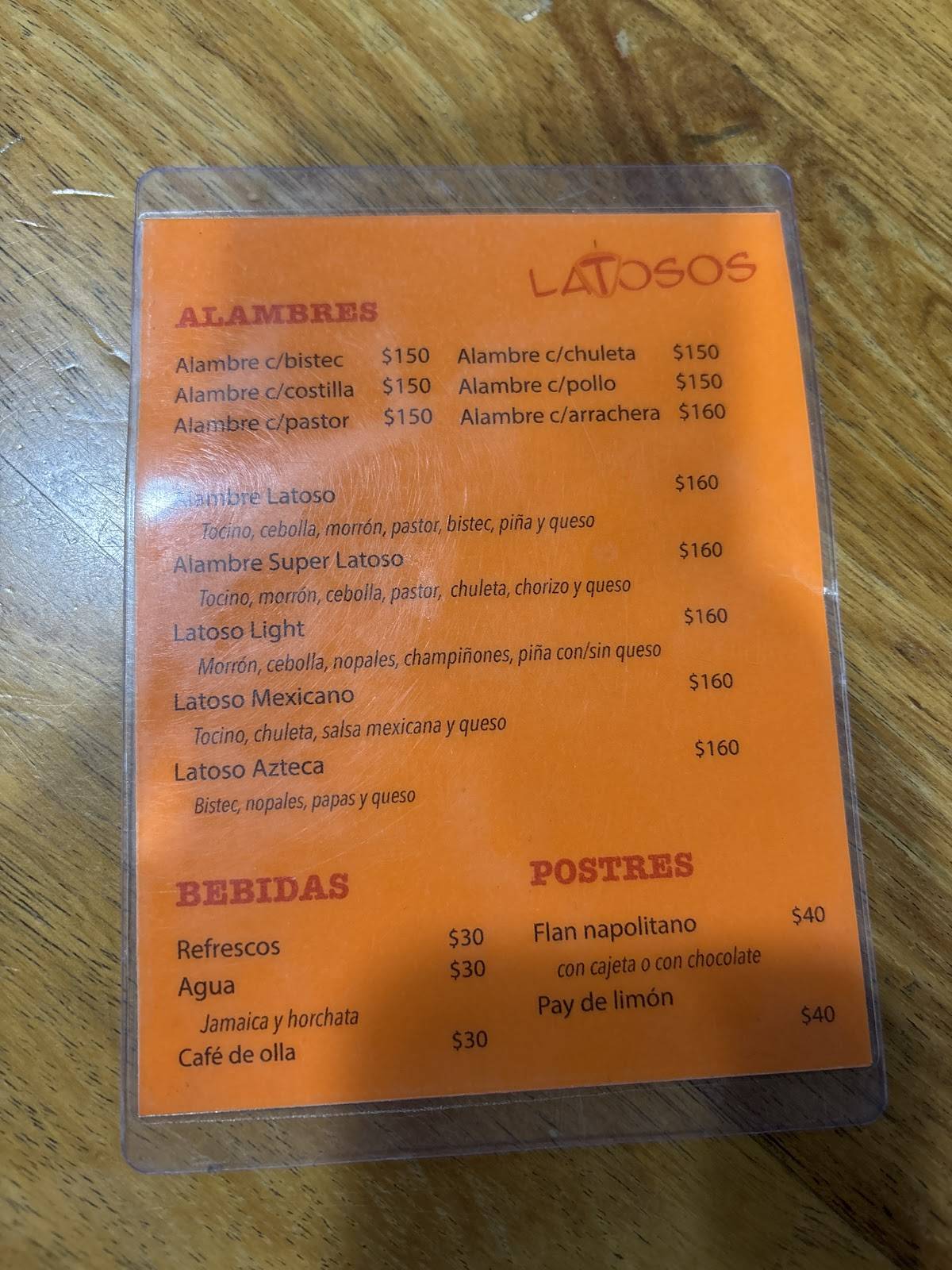 Carta del restaurante Latosos Tacos (Lomas del Atizapán), Ciudad López ...