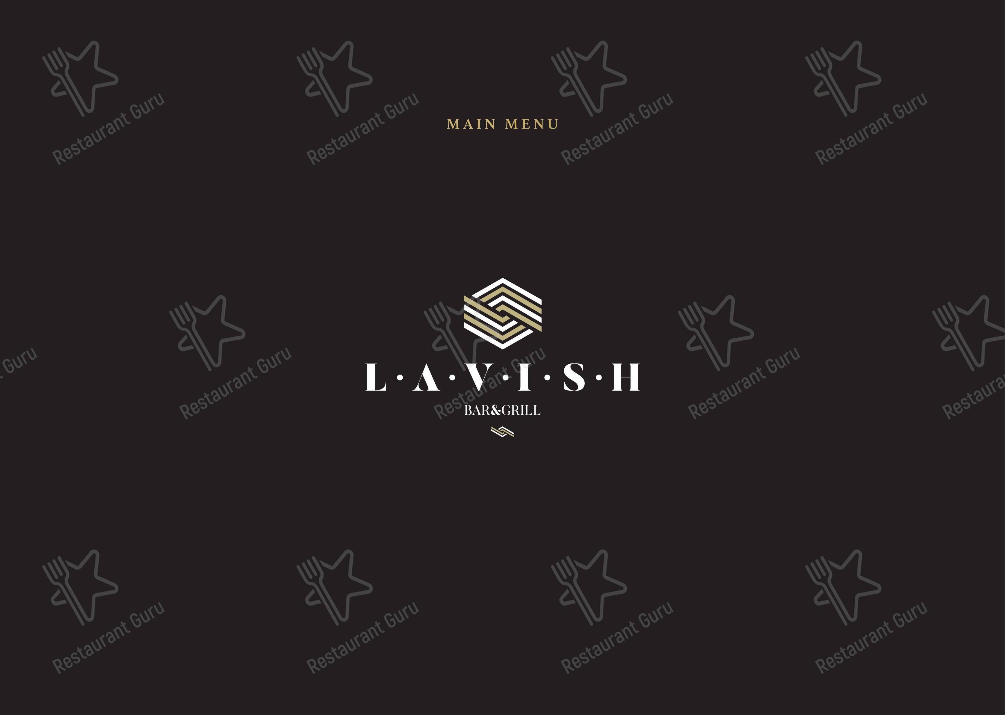 Menu at Lavish restaurant, Stevenage