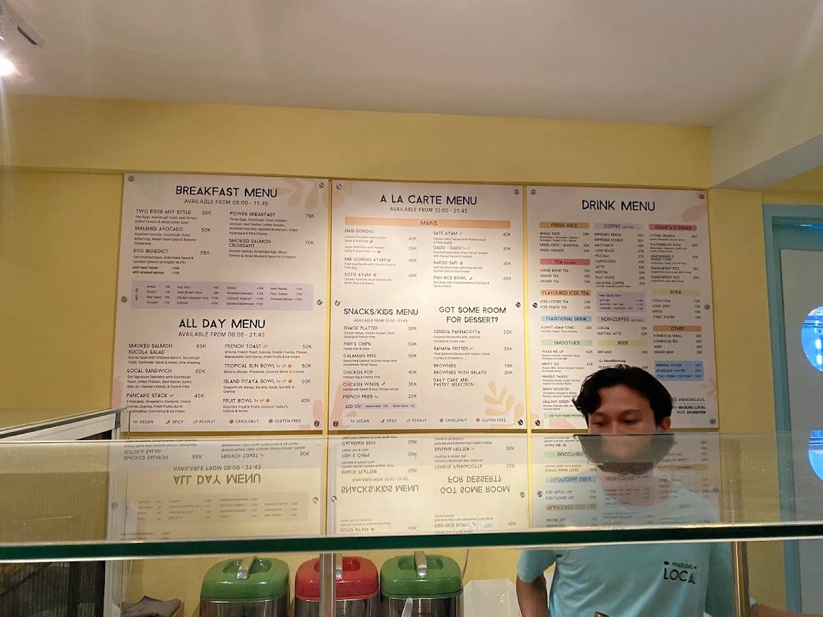 Menu at Le Bajo Bali restaurant, Pererenan