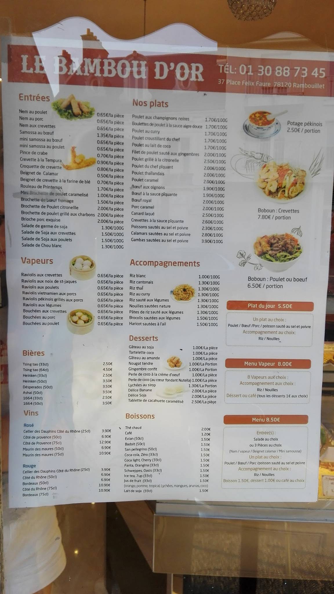 Menu au Le Bon Chinois restaurant, Rambouillet