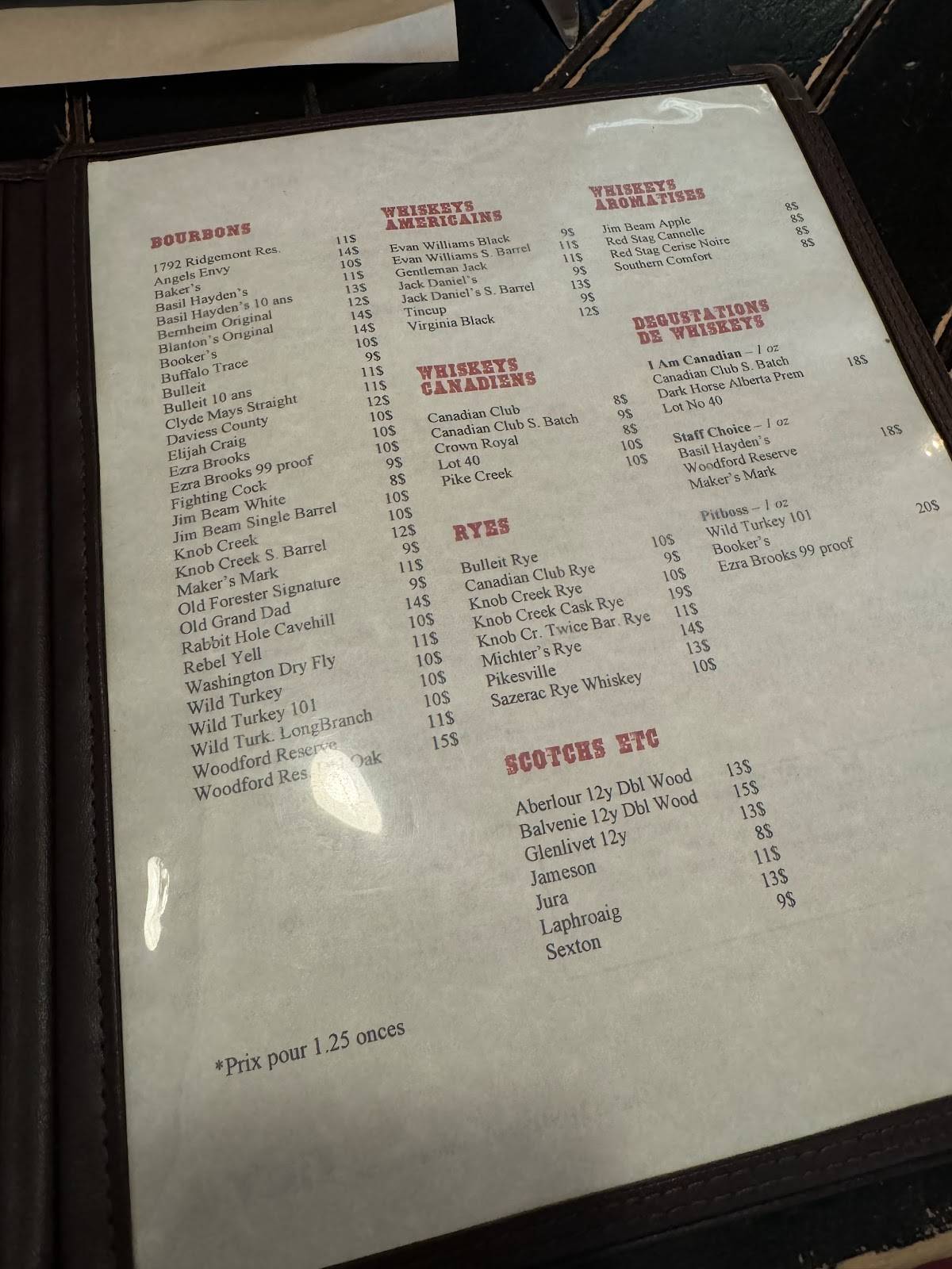Menu au Le Boucan Smokehouse BBQ, Montréal, Notre-Dame St W