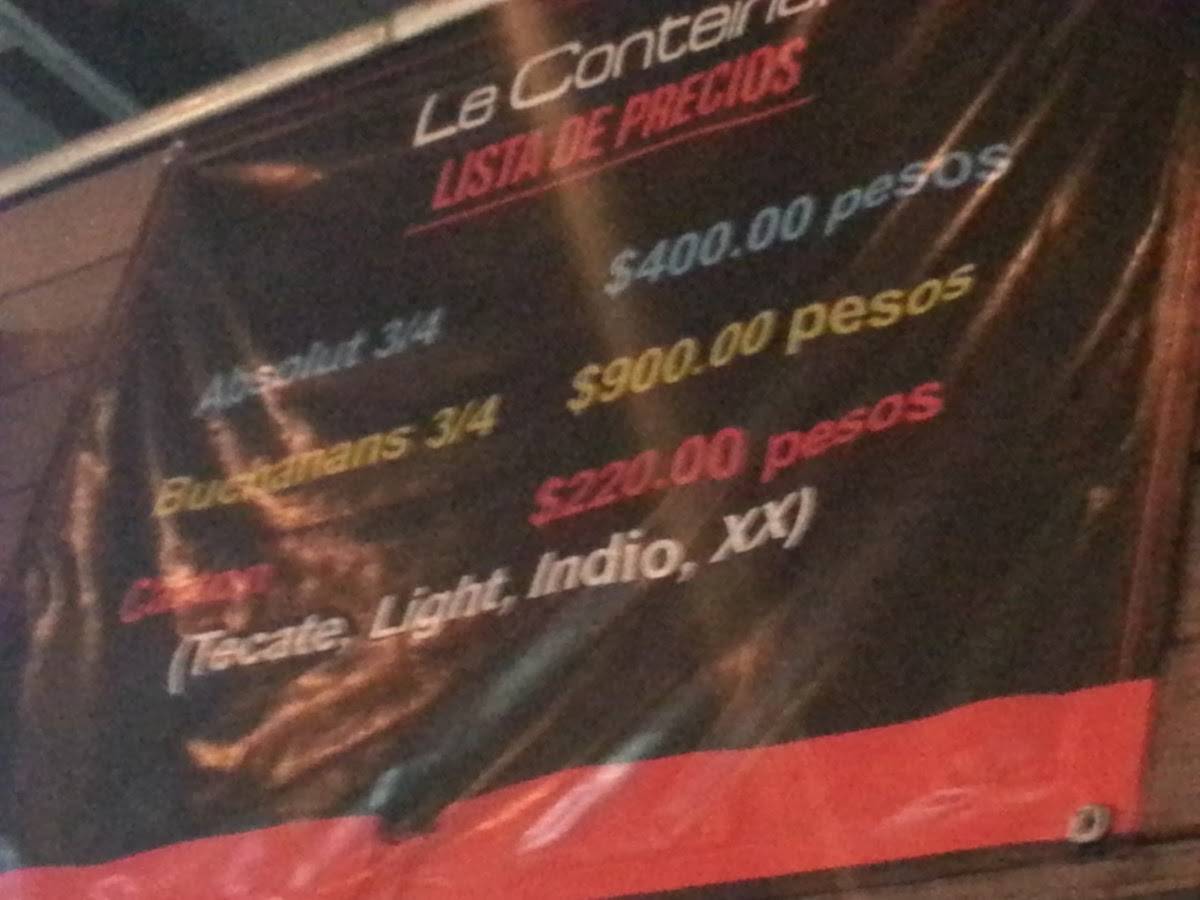 Menu at Le Conteiner pub & bar, Tijuana, P.º de los Héroes 9110