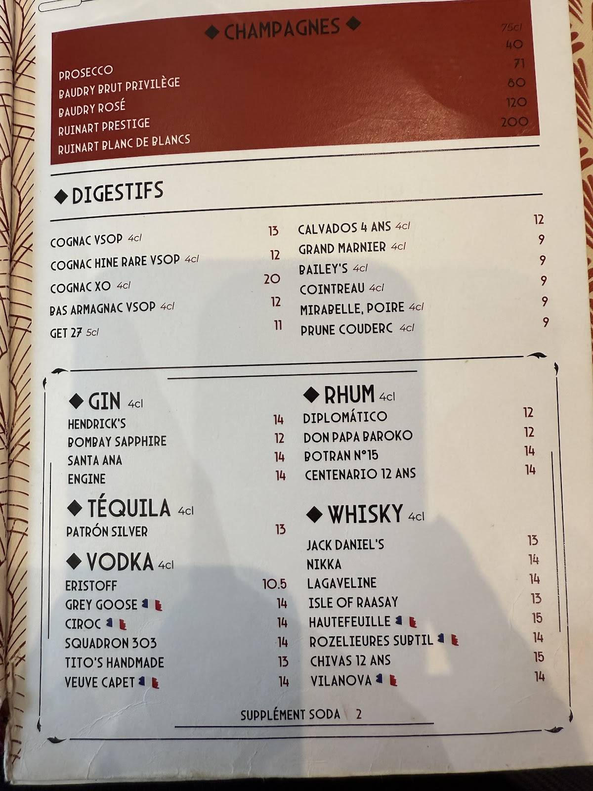 Menu at Le Lutèce pub & bar, Paris, 8 Bd Saint-Michel
