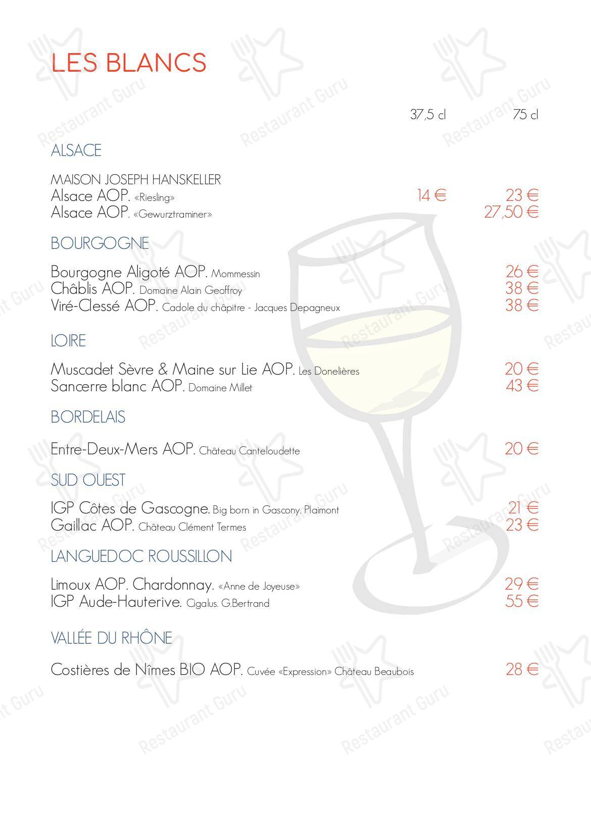 Menu au Le Matisse pub et bar, Le Touquet-Paris-Plage