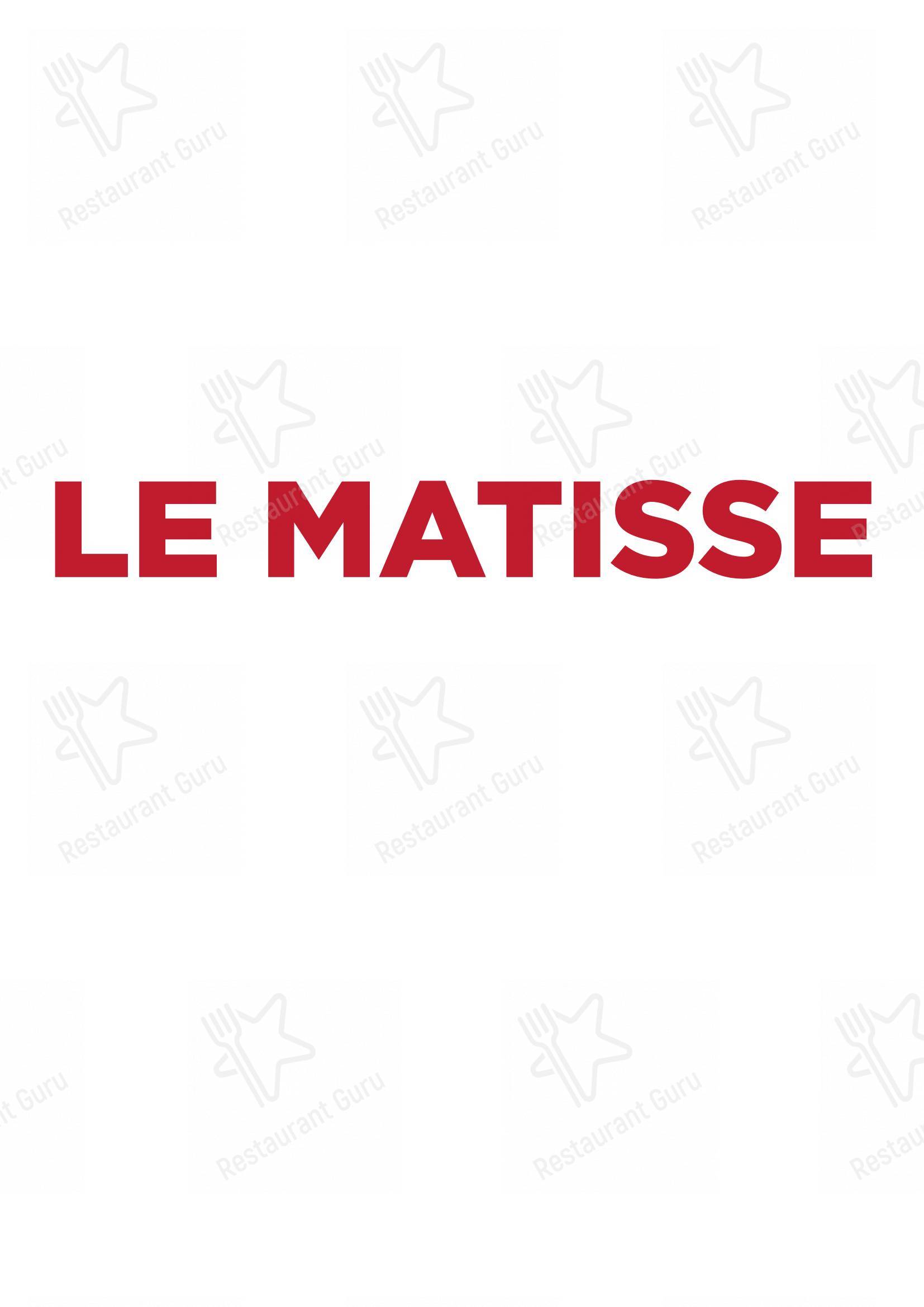 Menu au Le Matisse pub et bar, Le Touquet-Paris-Plage