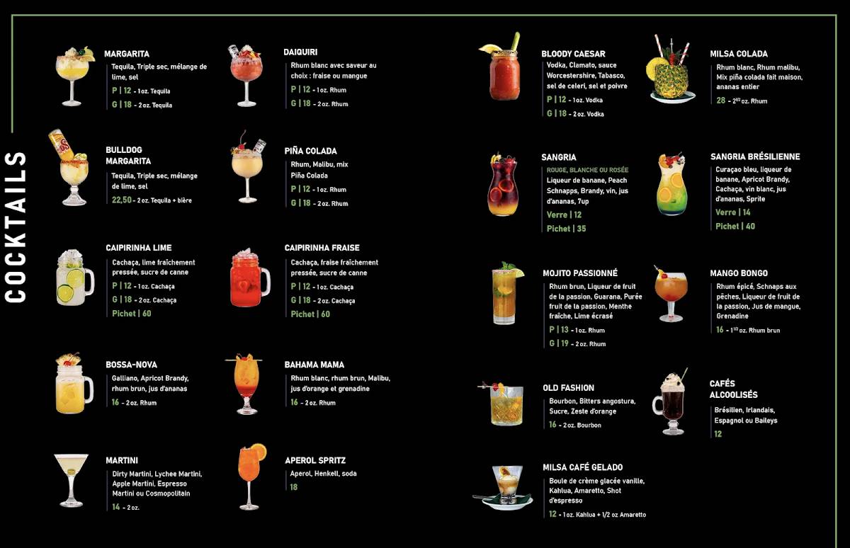 Menu au Le Milsa restaurant, Longueuil, Taschereau Blvd